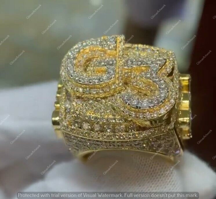 Men's Ring, Real Moissanite Ring, Rapper Ring, Letter Ring, Number Ring ...