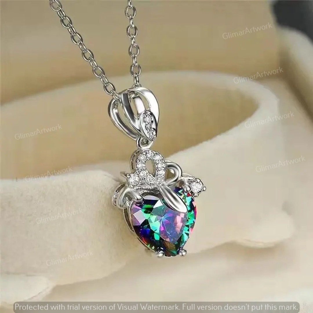 2.25CT Heart Cut Alexandrite Heart Shape Pendant 14k White - Etsy