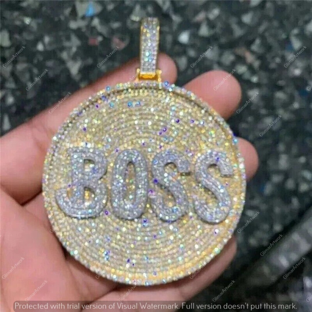 Men's Pendant, Real Moissanite Pendant, Hip Hop Pendant, Custom BOSS ...