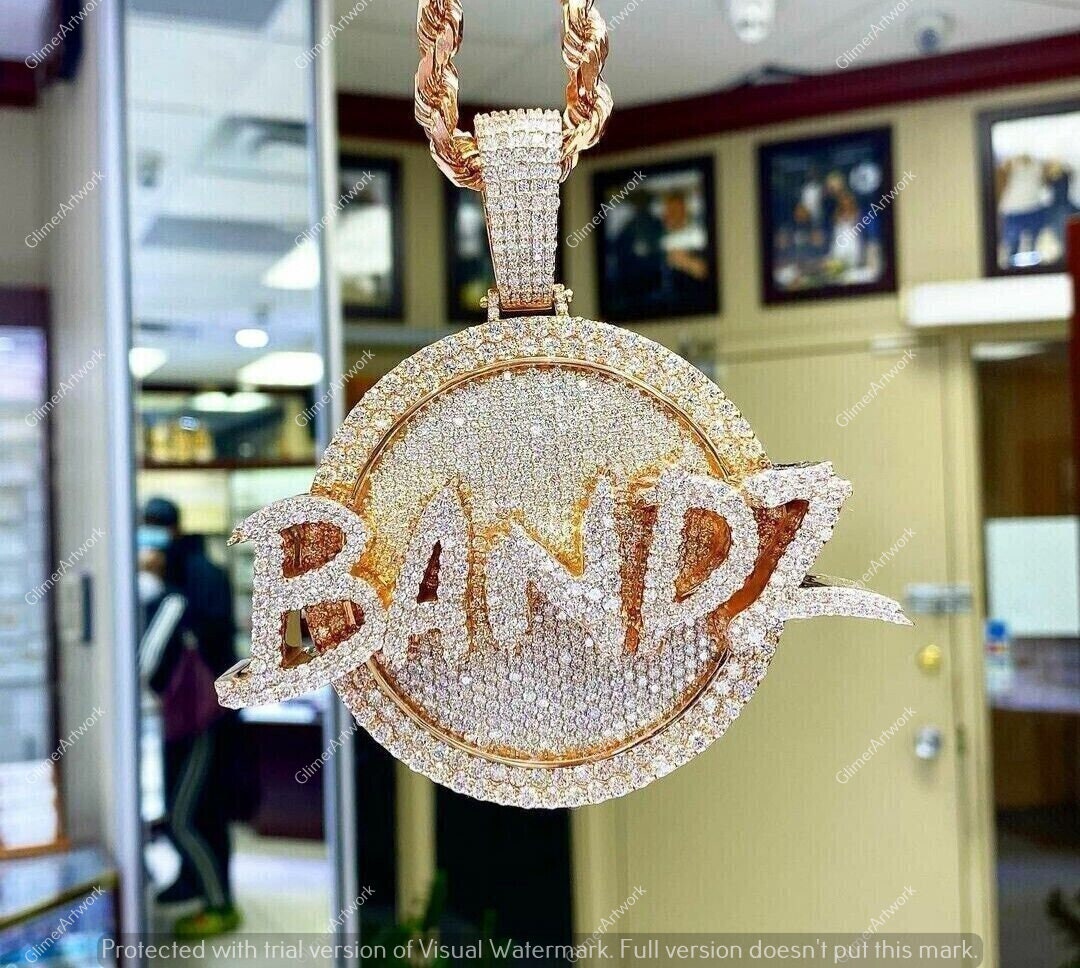 Custom Letter Hip Hop Pendant, 4ctw Round Cut Moissanite Pendant, Hip ...