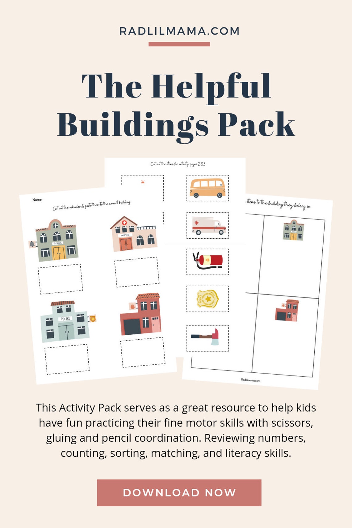 The Helpful Buildings Pack Kids Educational Activity Pack Homeschool ...