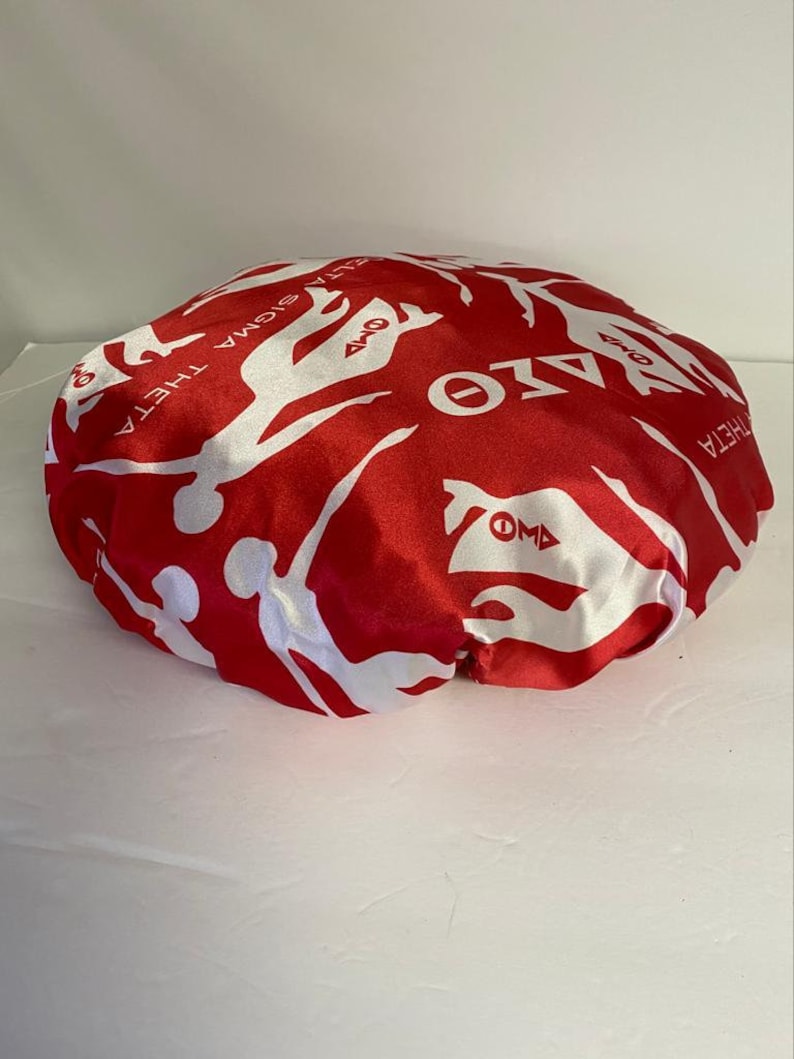 Delta Sigma Theta Satin Sleeping Cap: Red & White Greek Letter Bonnet ...