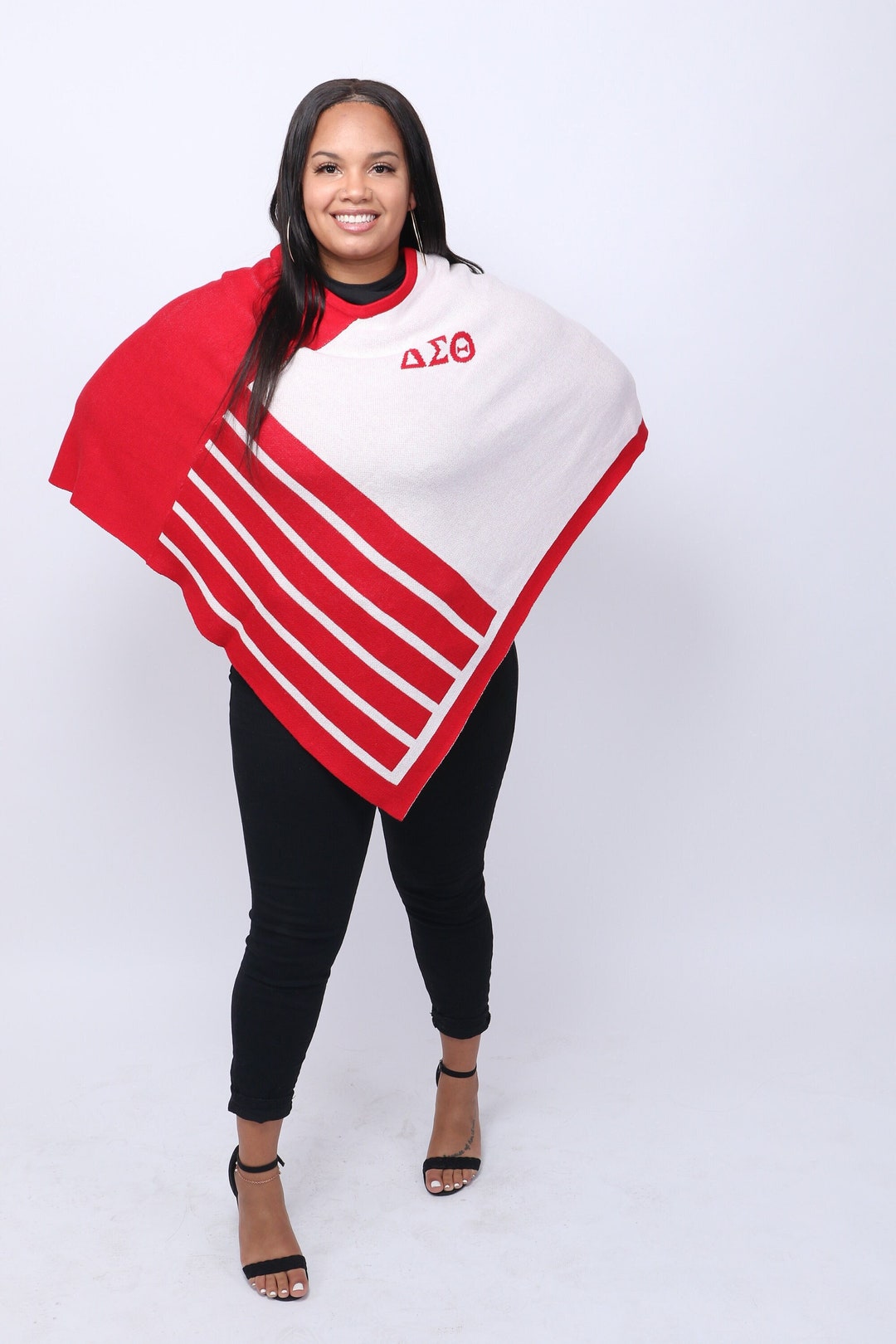 Delta Sigma Theta Knitted Cape: Red & White Cotton Shrug - Etsy