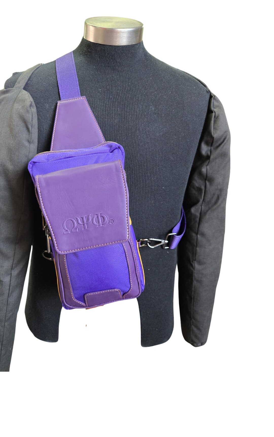 Omega Psi Phi (ΩΨΦ) Fraternity, Leather Single Shoulder Crossbody Sling ...