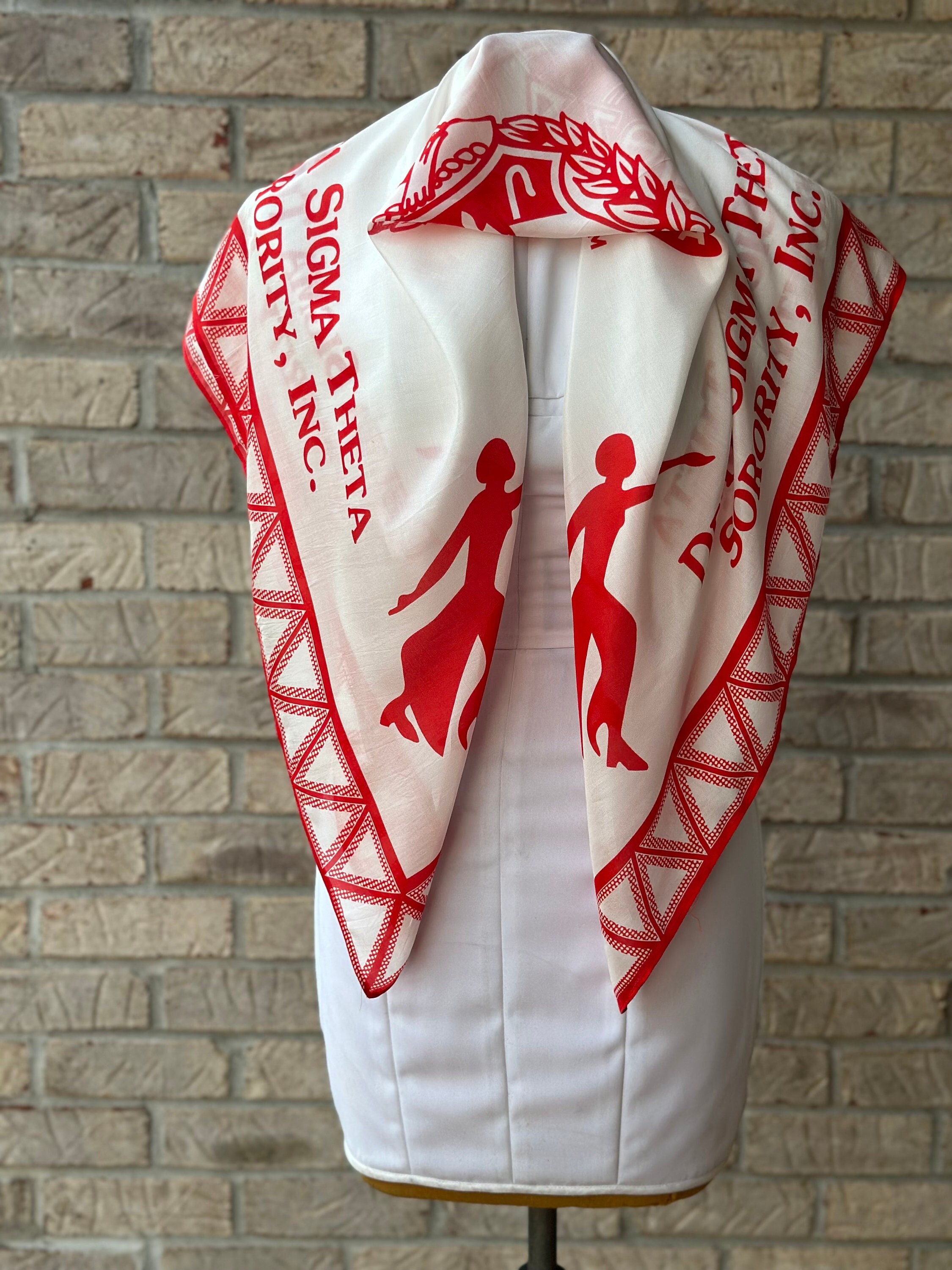 Delta Sigma Theta Scarf: Red & White Viscose Square Shawl - Etsy