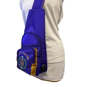 Omega Psi Phi Embroidered Sling Bag: Purple Fraternity Crossbody With USB Port - Etsy