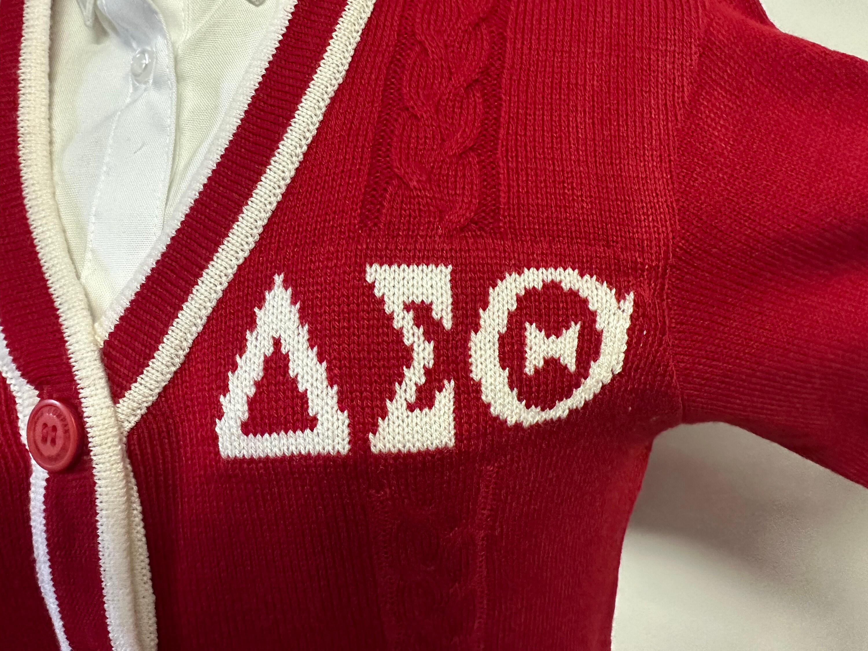 Delta Sigma Theta Cardigan: Red & White Sorority Sweater - Etsy