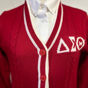 Delta Sigma Theta Cardigan: Red & White Sorority Sweater - Etsy
