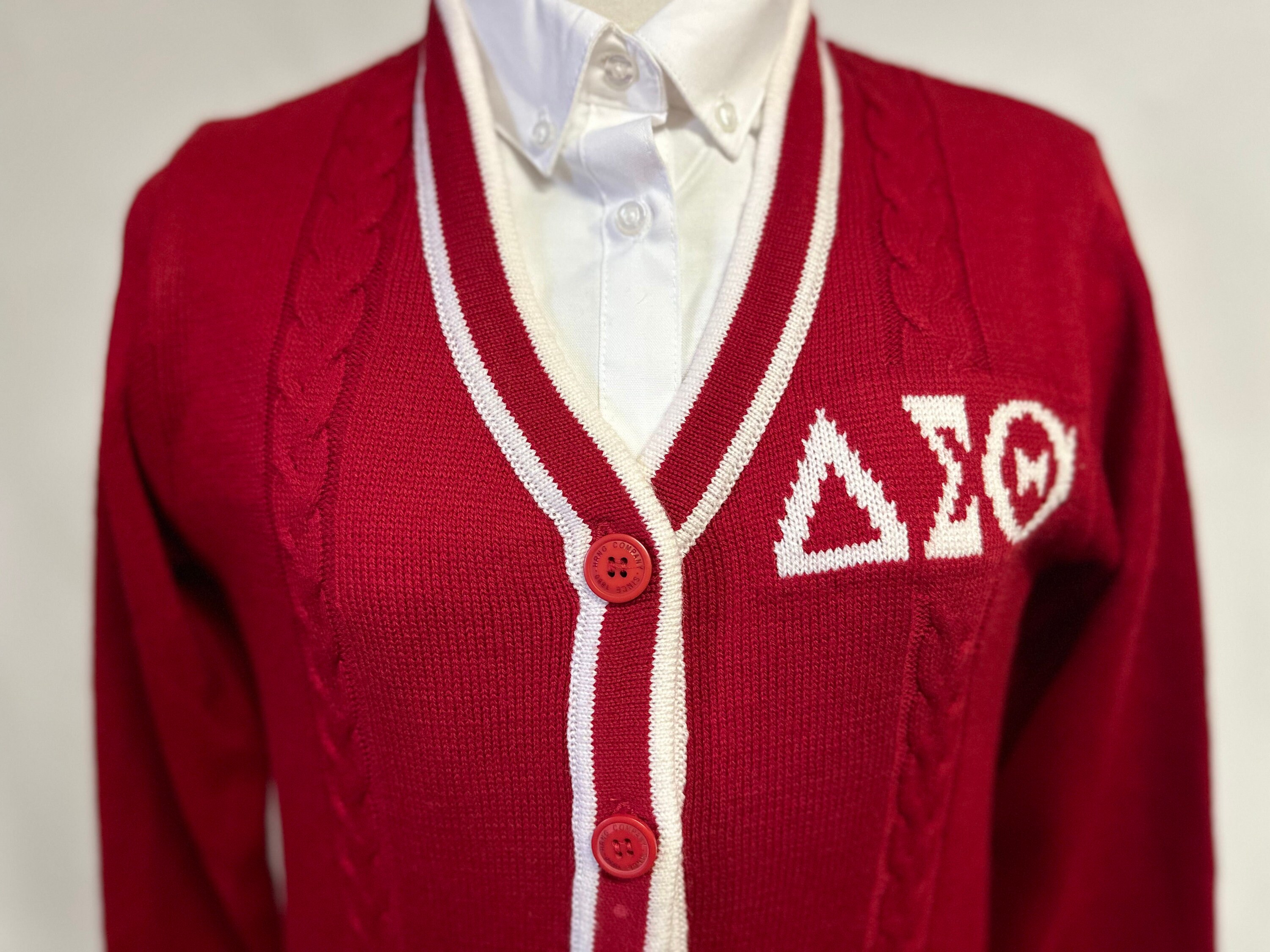 Delta Sigma Theta Cardigan: Red & White Sorority Sweater - Etsy