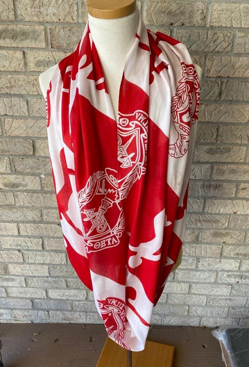 Delta Sigma Theta Rayon Infinity Scarf: Red & White Sorority Shawl - Etsy