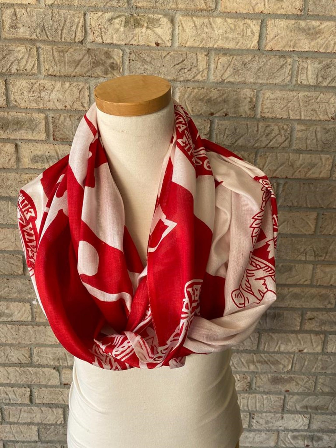 Delta Sigma Theta Rayon Infinity Scarf: Red & White Sorority Shawl - Etsy