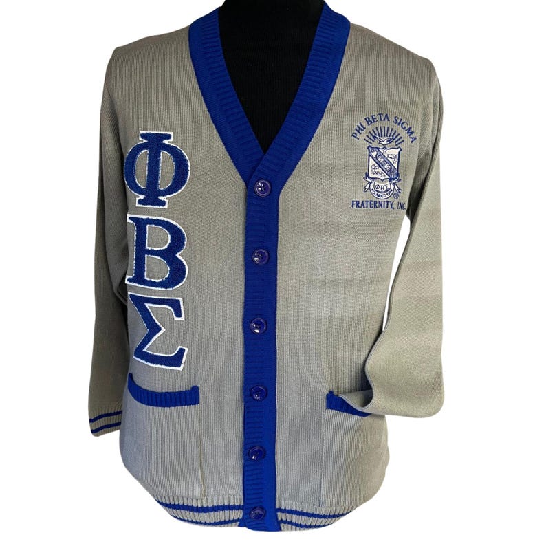 Phi Beta Sigma Cardigan: Blue & Grey Fraternity Sweater - Etsy