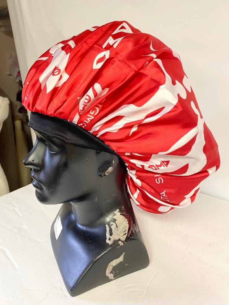 Delta Sigma Theta Satin Sleeping Cap: Red & White Greek Letter Bonnet ...