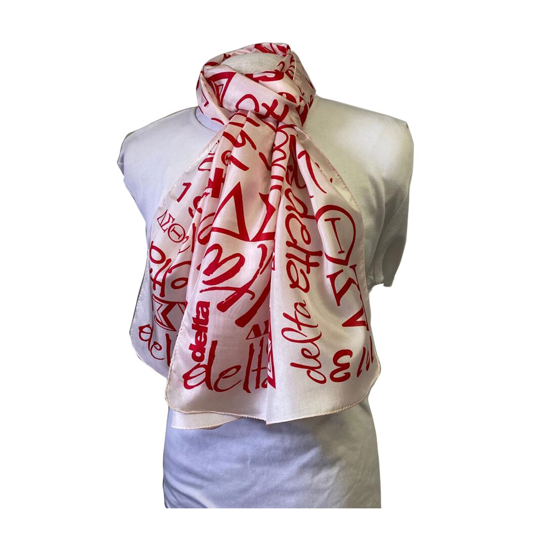 Delta Sigma Theta Silk Scarf: Red & White Sorority Wrap - Etsy