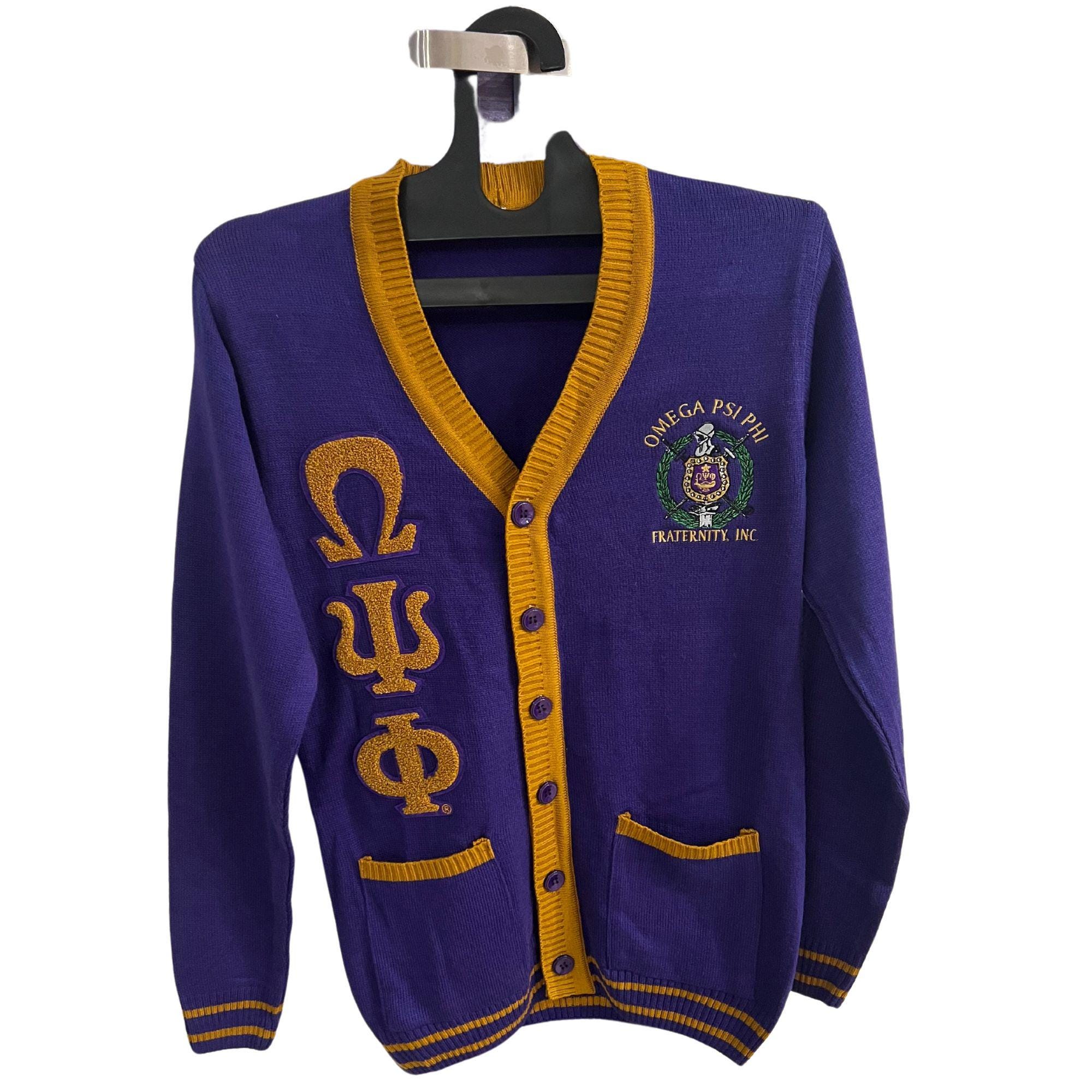 Omega Psi Phi (ΩΨΦ) Fraternity, Purple & Old Gold Sweater/cardigan ...