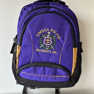 Omega Psi Phi Backpack: Purple & Gold Polyester Laptop Bag - Etsy