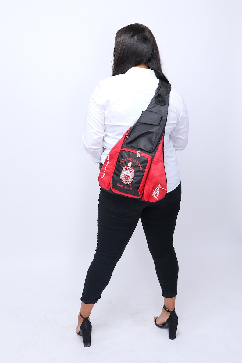 Delta Sigma Theta Red & Black Guitar Sling Bag: Crossbody Shoulder Bag ...