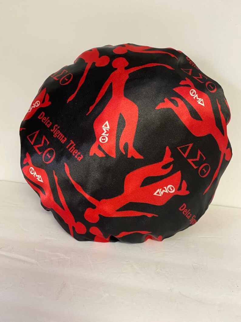Delta Sigma Theta Satin Sleeping Bonnet, Greek Letter Print, Red ...