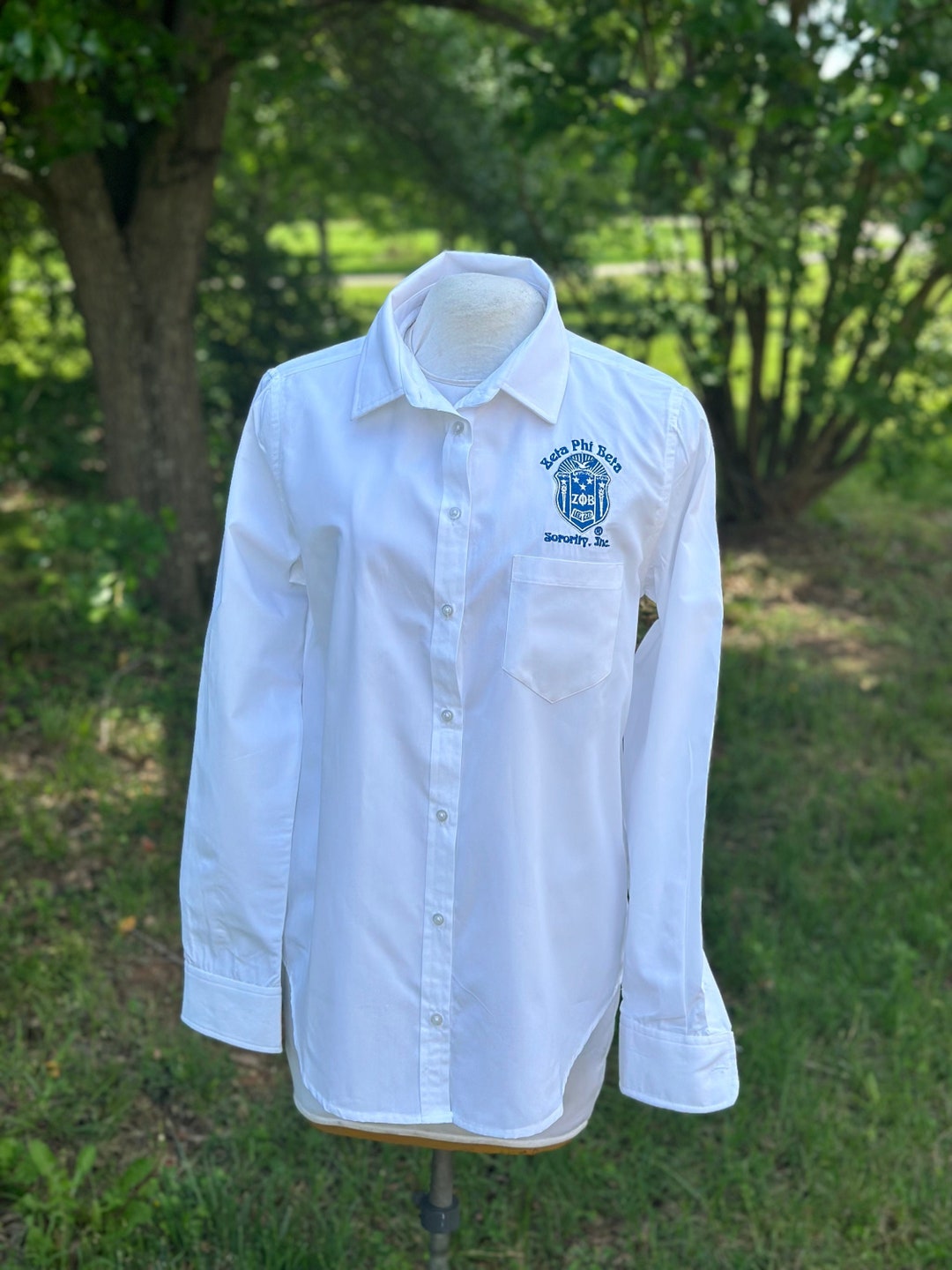 Zeta Phi Beta (ΖΦΒ) White Shirt With ZOB Shield - Classic Apparel for ...
