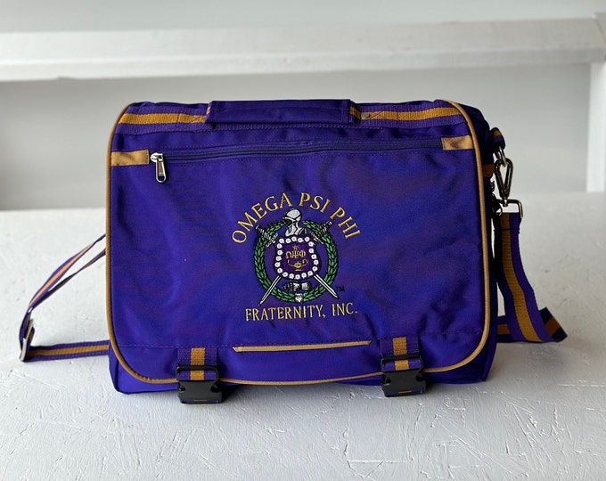Omega Psi Phi ΩΨΦ Fraternity Royal Purple & Old Gold Canvas Office Bag ...