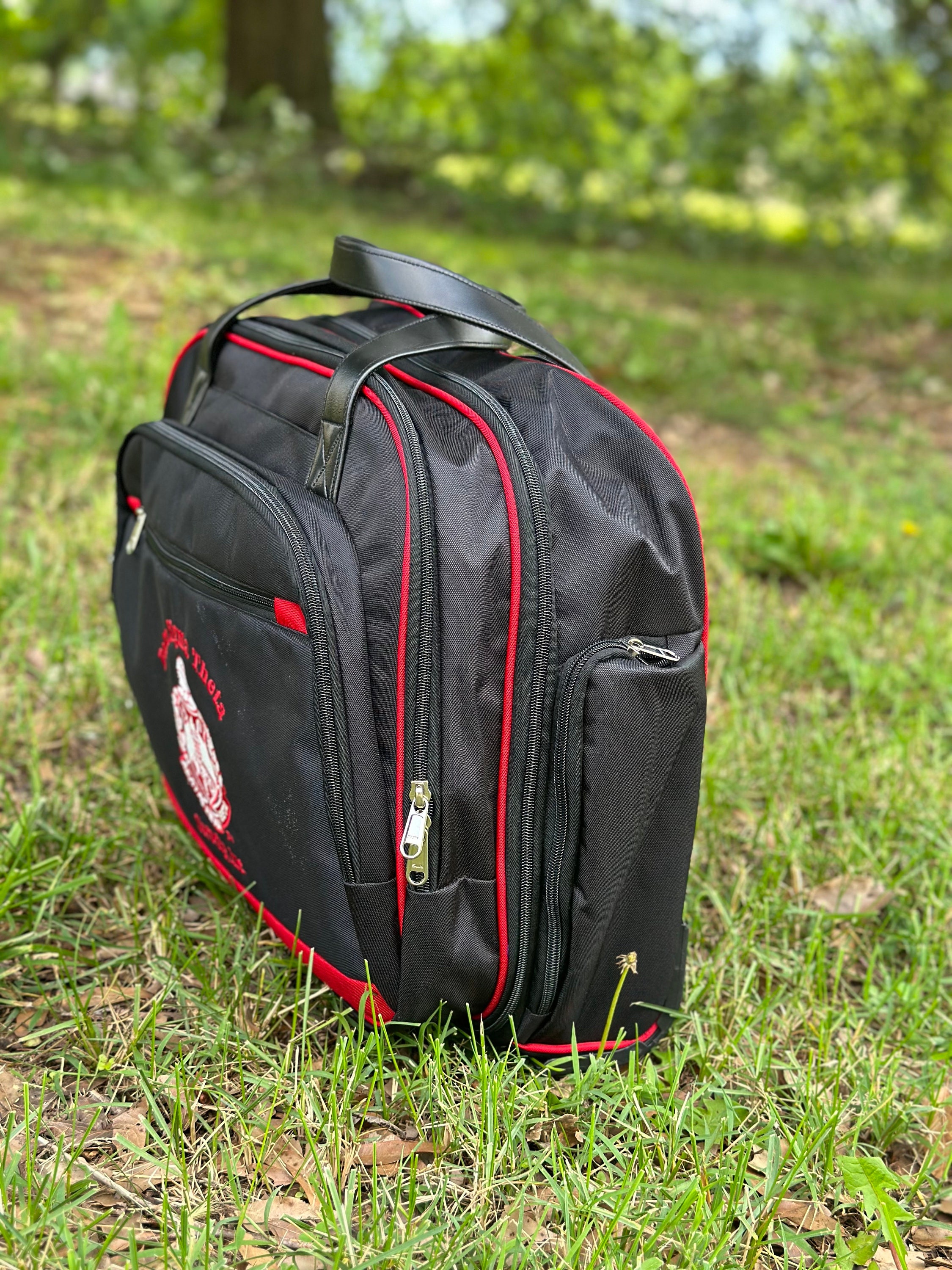 Delta Sigma Theta Laptop Bag With Trolley: Red & Black Sorority Travel ...