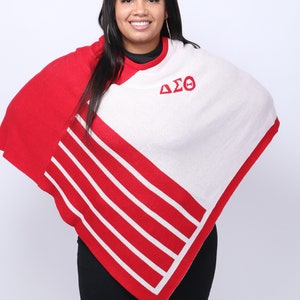 Delta Sigma Theta Knitted Cape: Red & White Cotton Shrug - Etsy