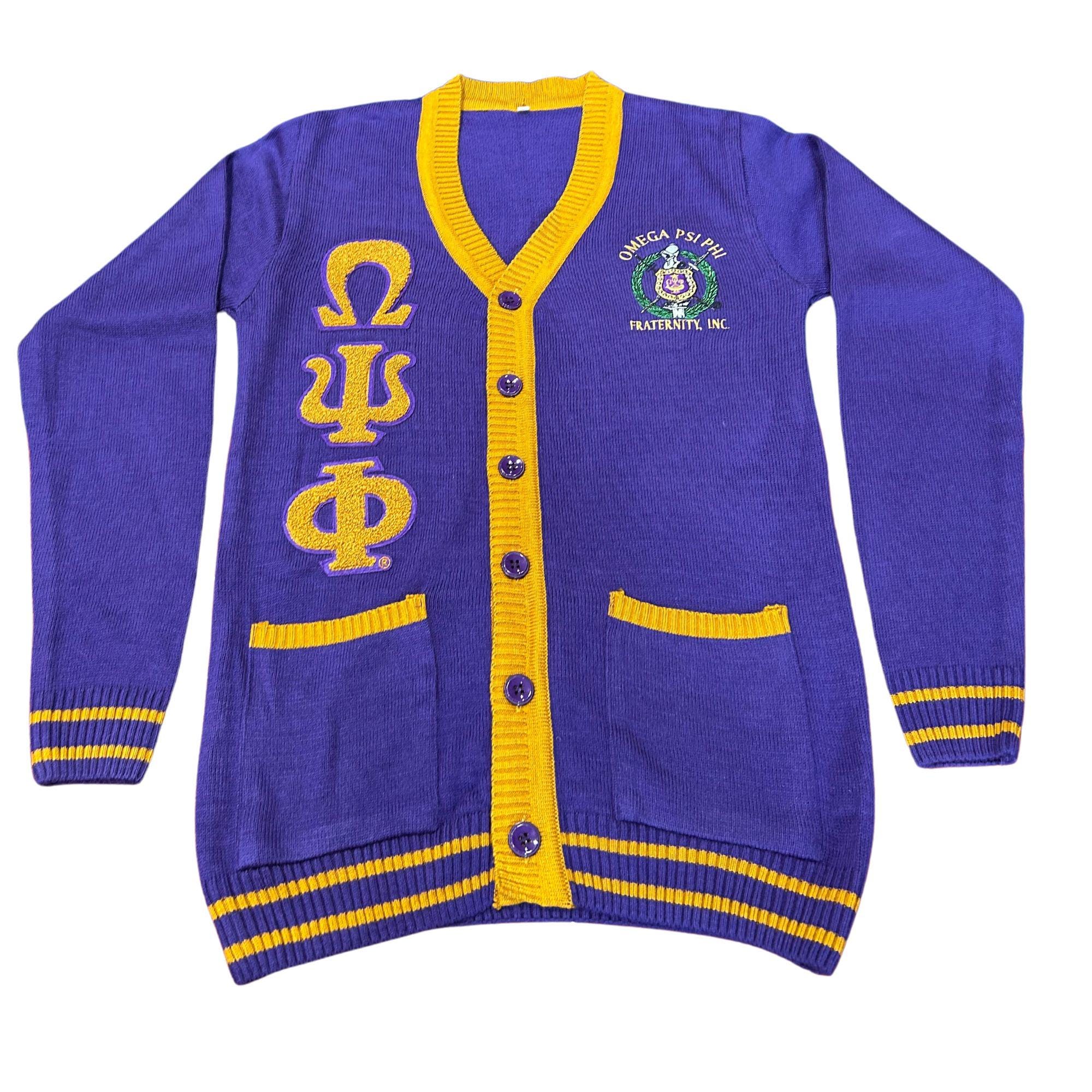 Omega Psi Phi (ΩΨΦ) Fraternity, Purple & Old Gold Sweater/cardigan ...