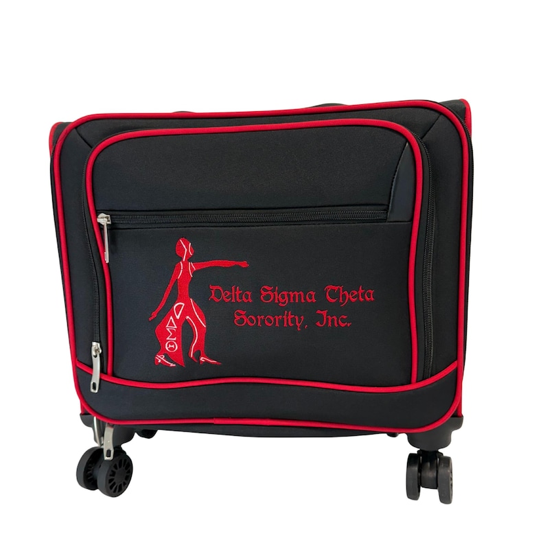 Delta Sigma Theta Laptop Trolley Bag: Red & Black Sorority Travel ...
