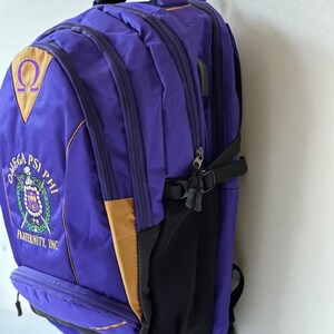Omega Psi Phi Backpack: Purple & Gold Polyester Laptop Bag - Etsy