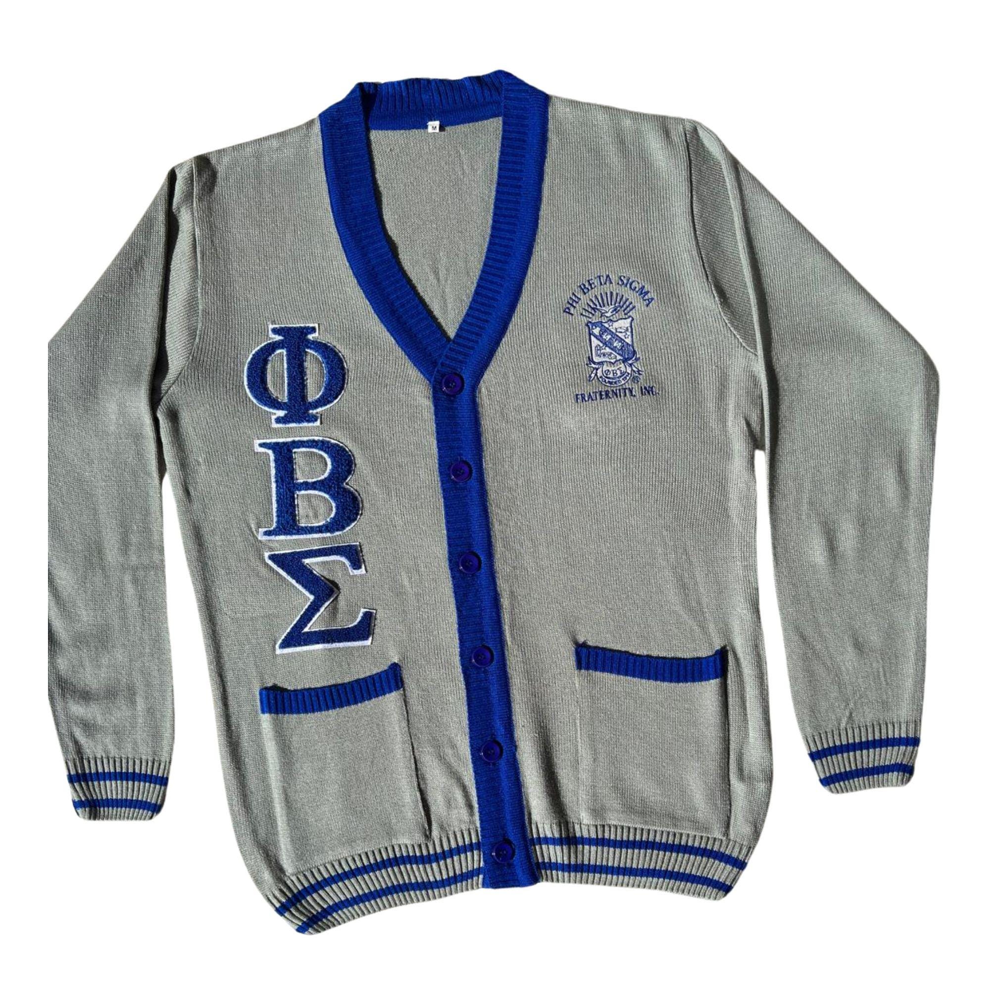Phi Beta Sigma Cardigan: Blue & Grey Fraternity Sweater - Etsy