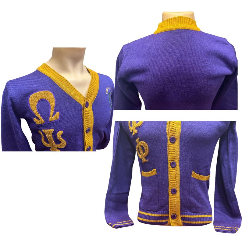 Omega Psi Phi (ΩΨΦ) Fraternity, Purple & Old Gold Sweater/cardigan ...