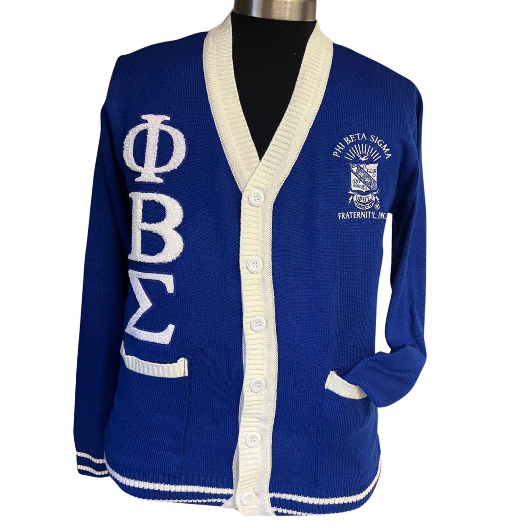 Phi Beta Sigma Cardigan: Blue & Grey Fraternity Sweater - Etsy