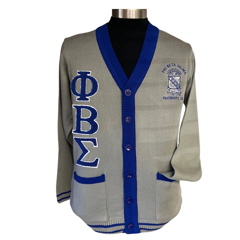 Phi Beta Sigma Cardigan: Blue & Grey Fraternity Sweater - Etsy