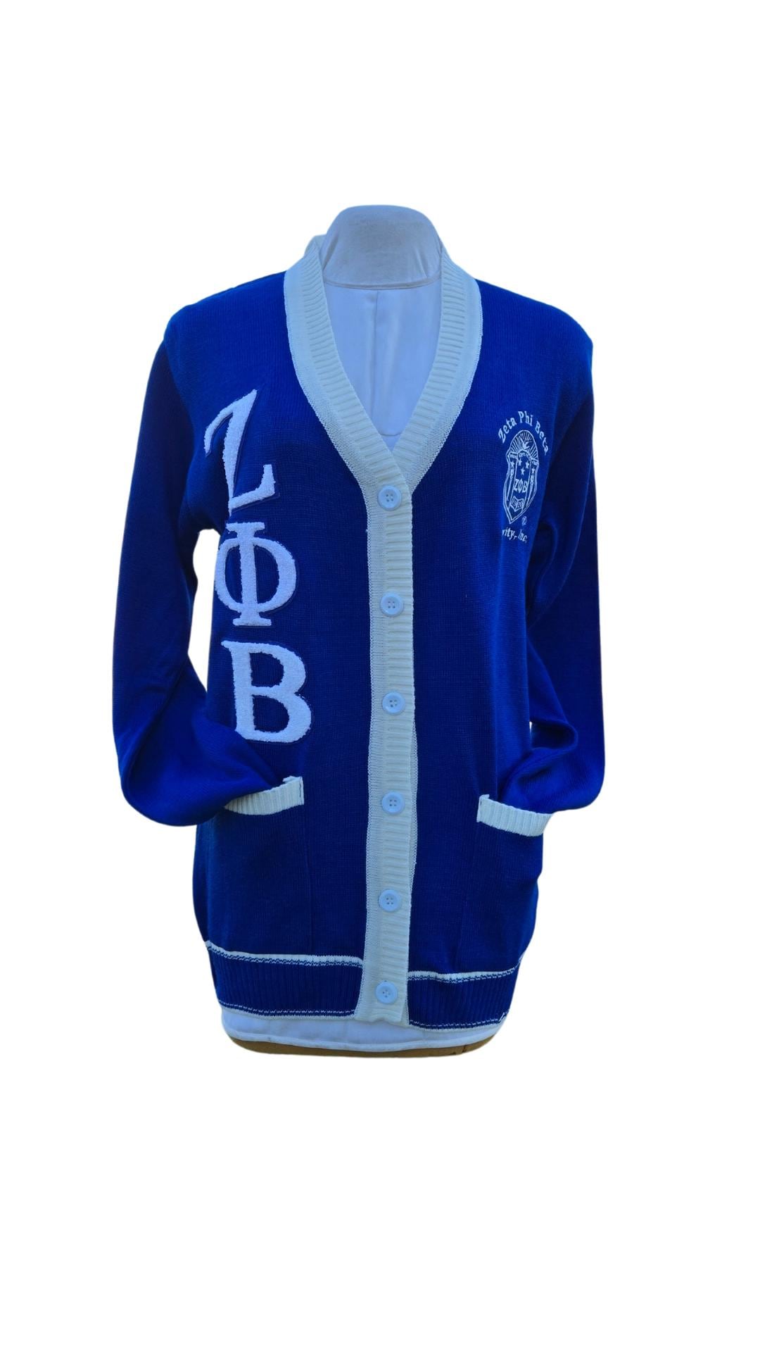 Zeta Phi Beta Cardigan: Blue & White Sorority Sweater - Etsy