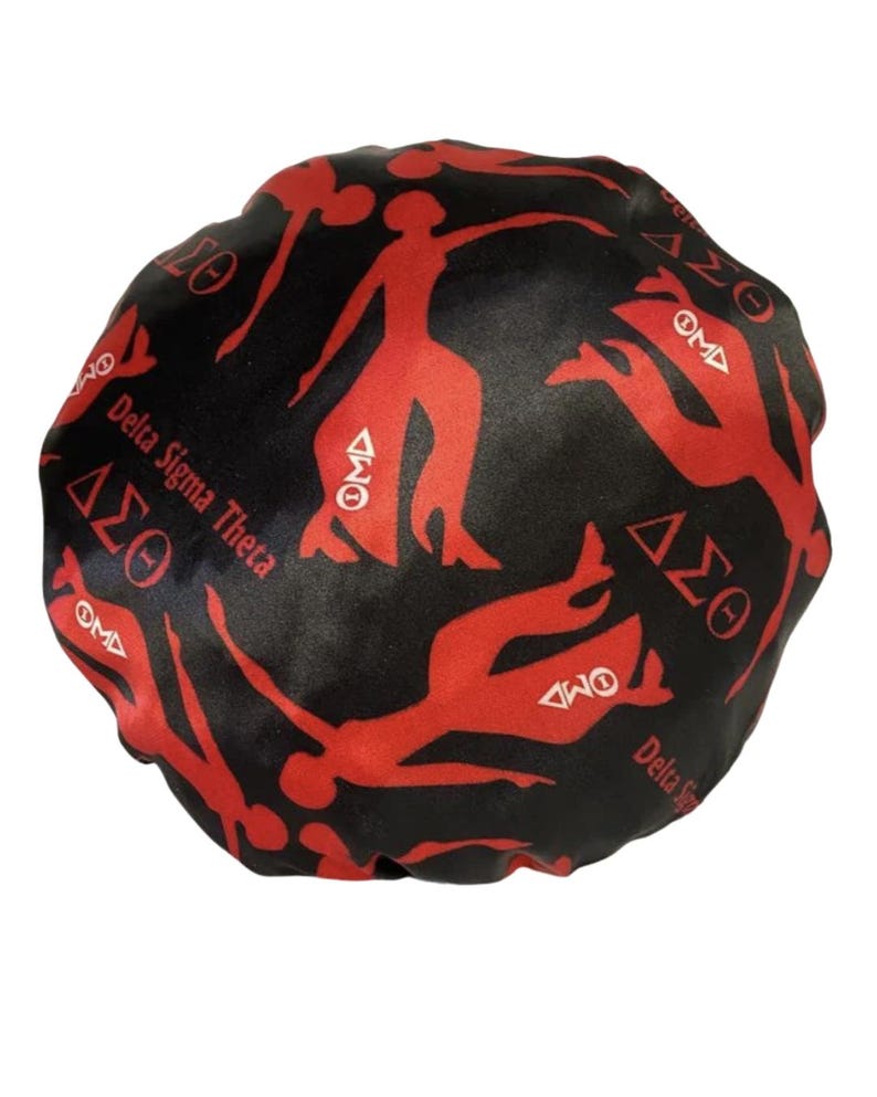 Delta Sigma Theta Satin Sleeping Cap: Red & White Greek Letter Bonnet ...