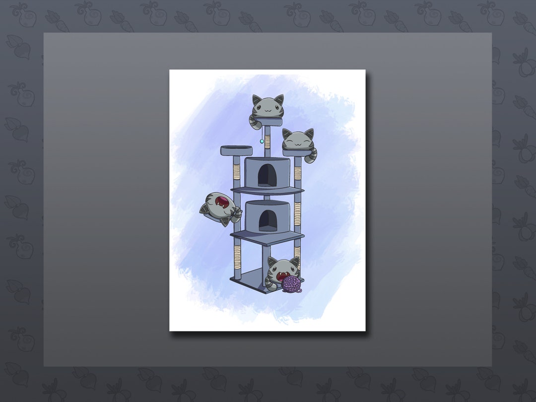 Tabby Cat Pole - Art Print - Etsy