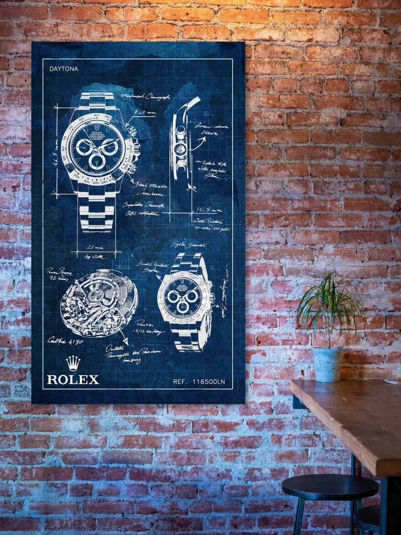 Rolex Daytona Artwork Blueprint Style digital - Etsy