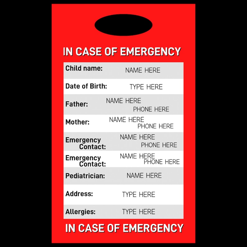Emergency Sticker for Car Seat - Etsy