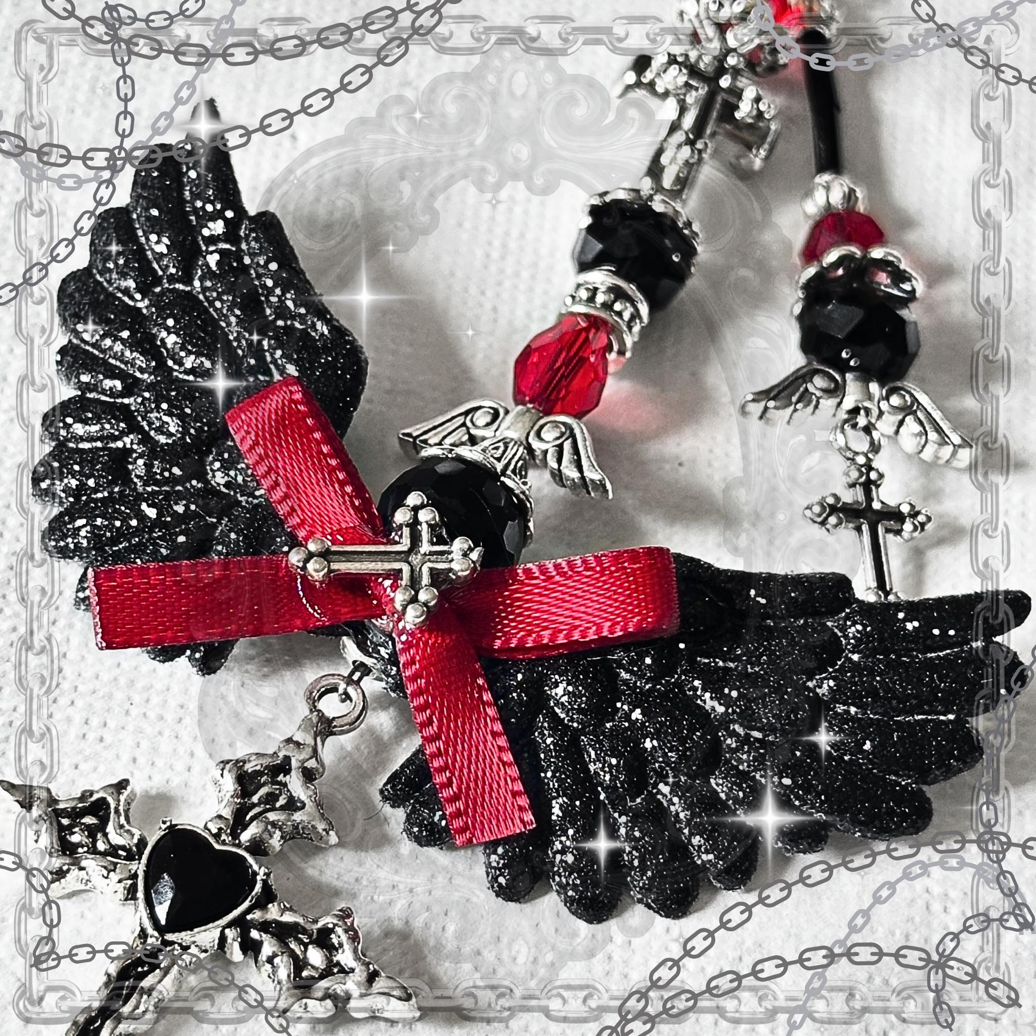 Gothic Angel Wing Keychain, Red & Black Vampire Bag Charm – Alt Fashion ...