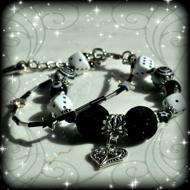Grunge Gothic Unique Weirdcore Aesthetic Beaded Bracelet With Crescent ...
