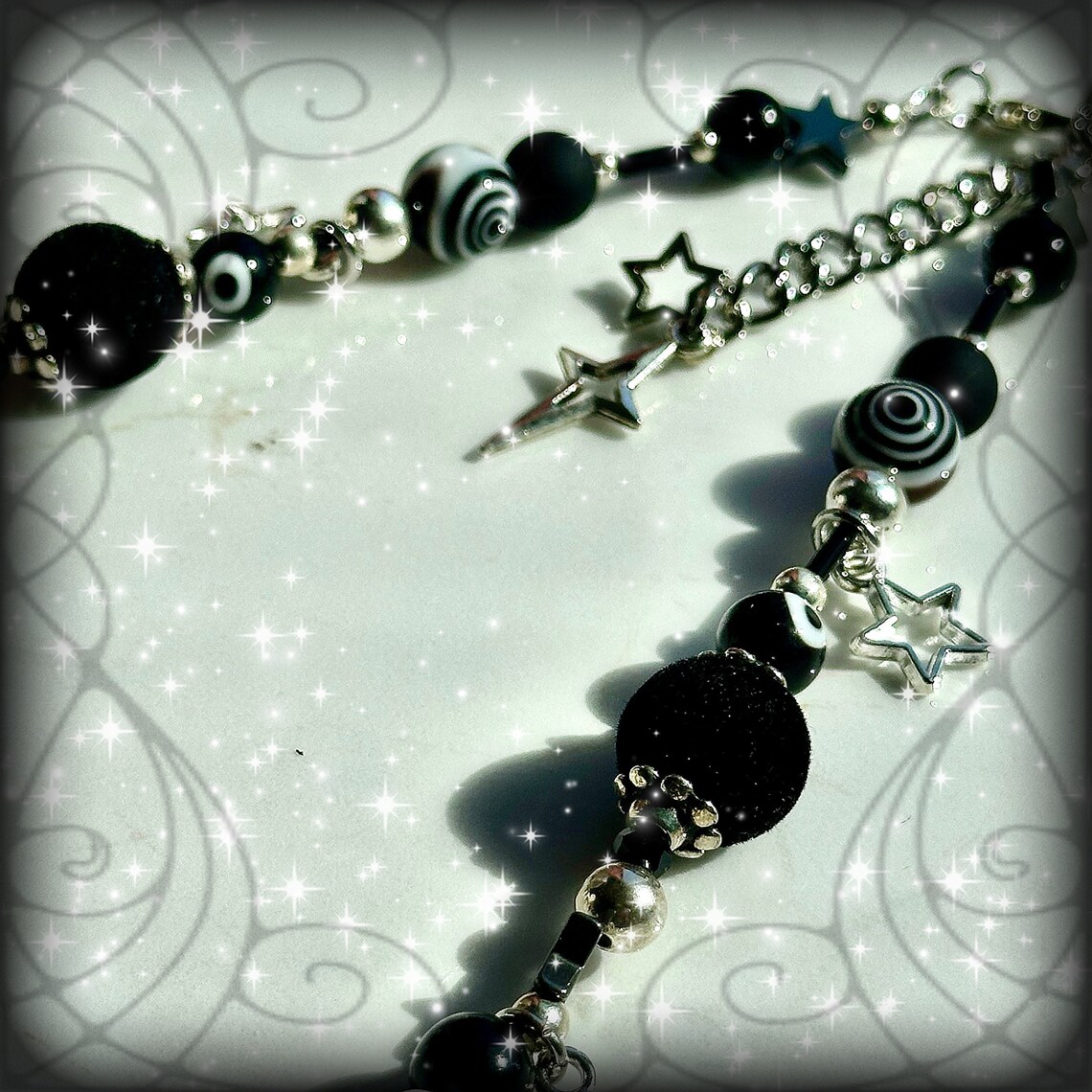 Grunge Gothic Unique Weirdcore Aesthetic Beaded Necklace With Crescent ...