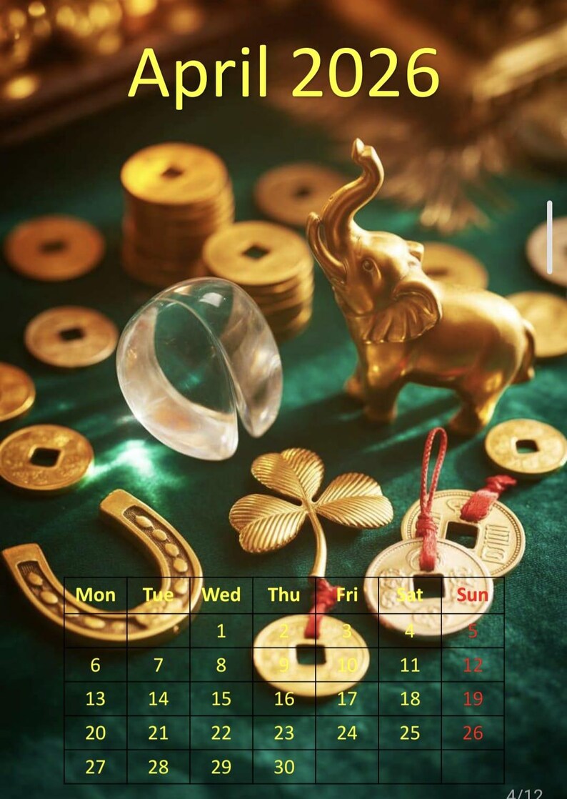 Printable 2026 Calendar in A4 Format for Luck and Prosperity - Etsy