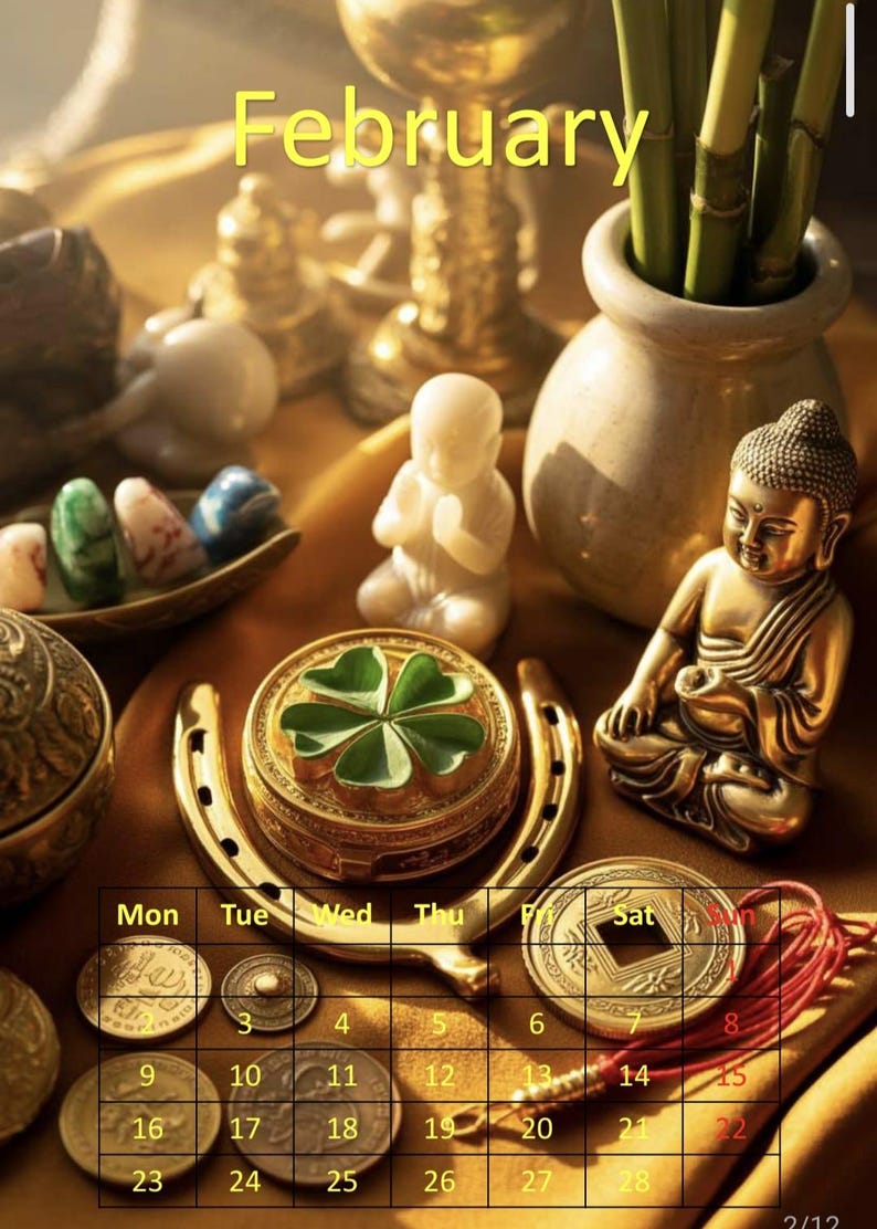 Printable 2026 Calendar in A4 Format for Luck and Prosperity - Etsy