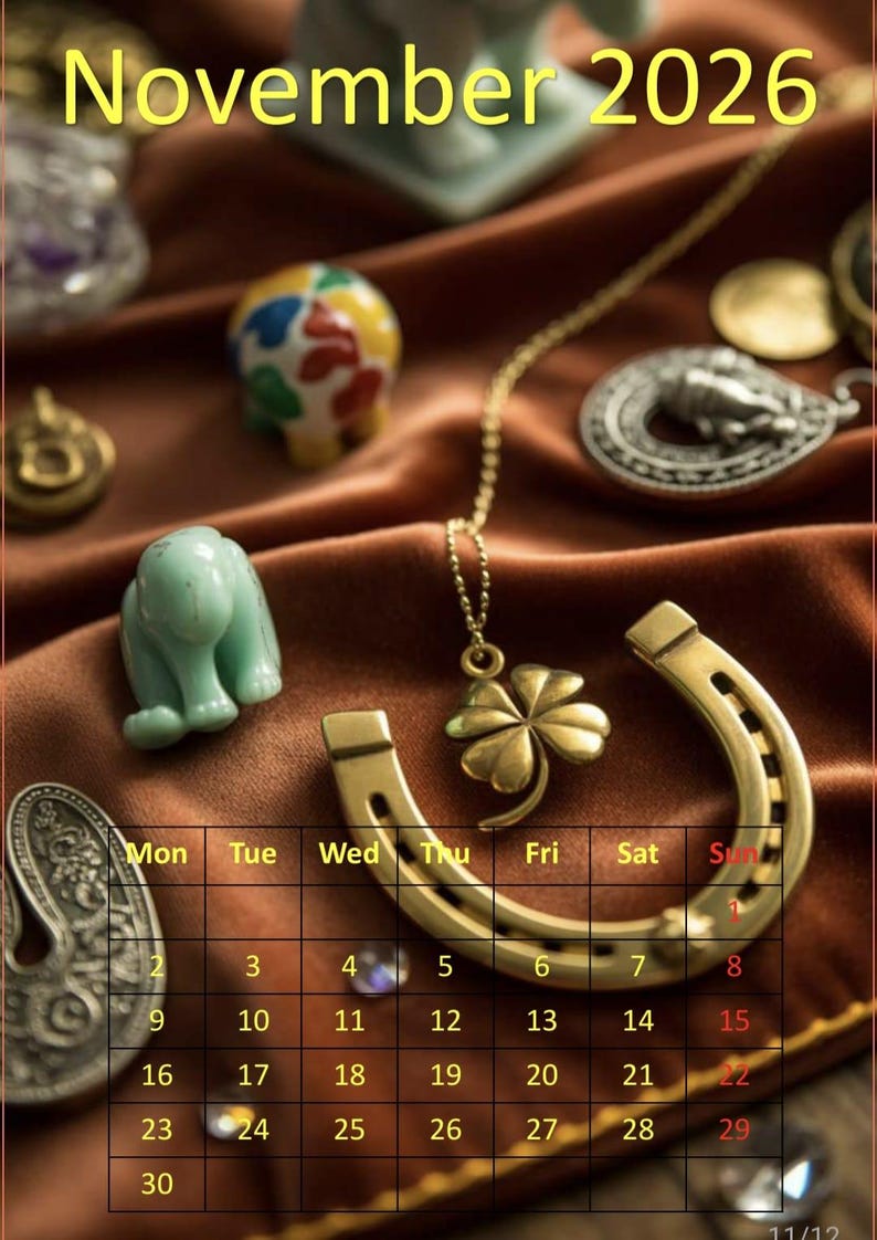 Kalender 2026 im A4-Format für Glück und Wohlstand - Etsy.de