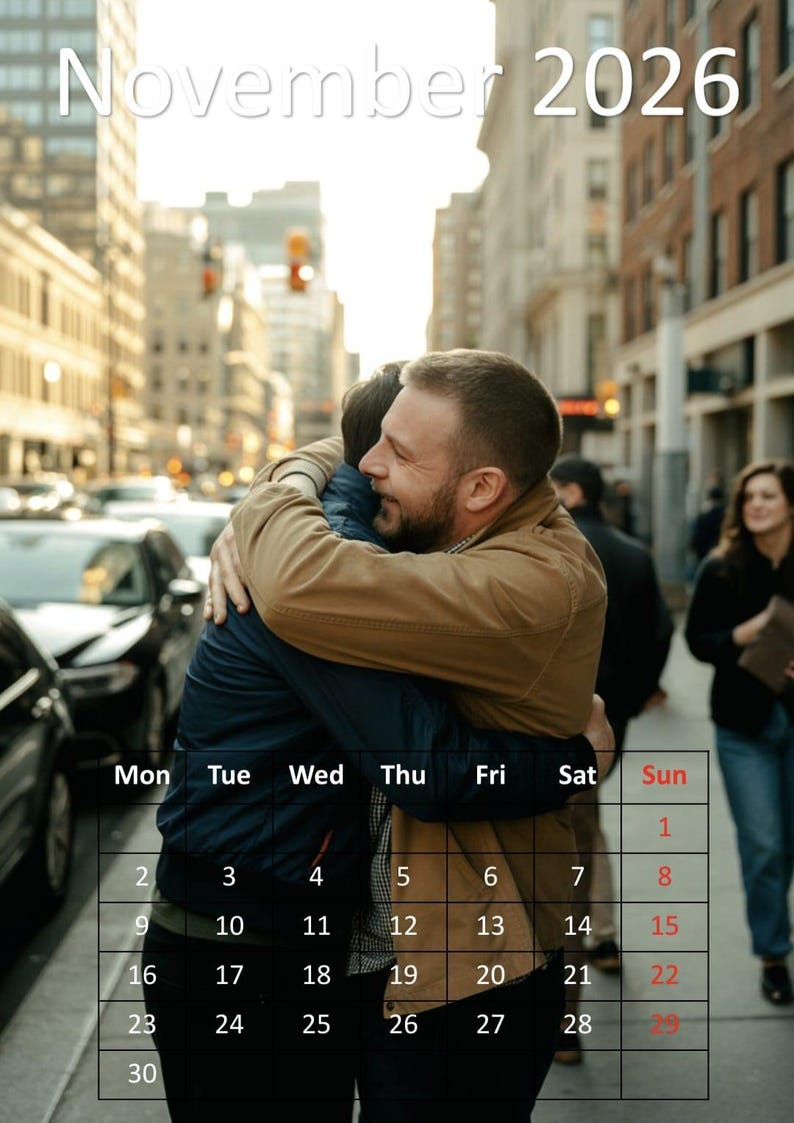 Gay Kiss Kalender 2026 zum Ausdrucken im A4-Format - Etsy.de
