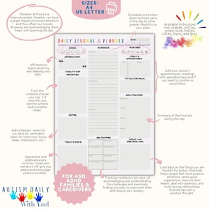 Printable Daily Planner and Journal for Autism ASD ADHD Families ...