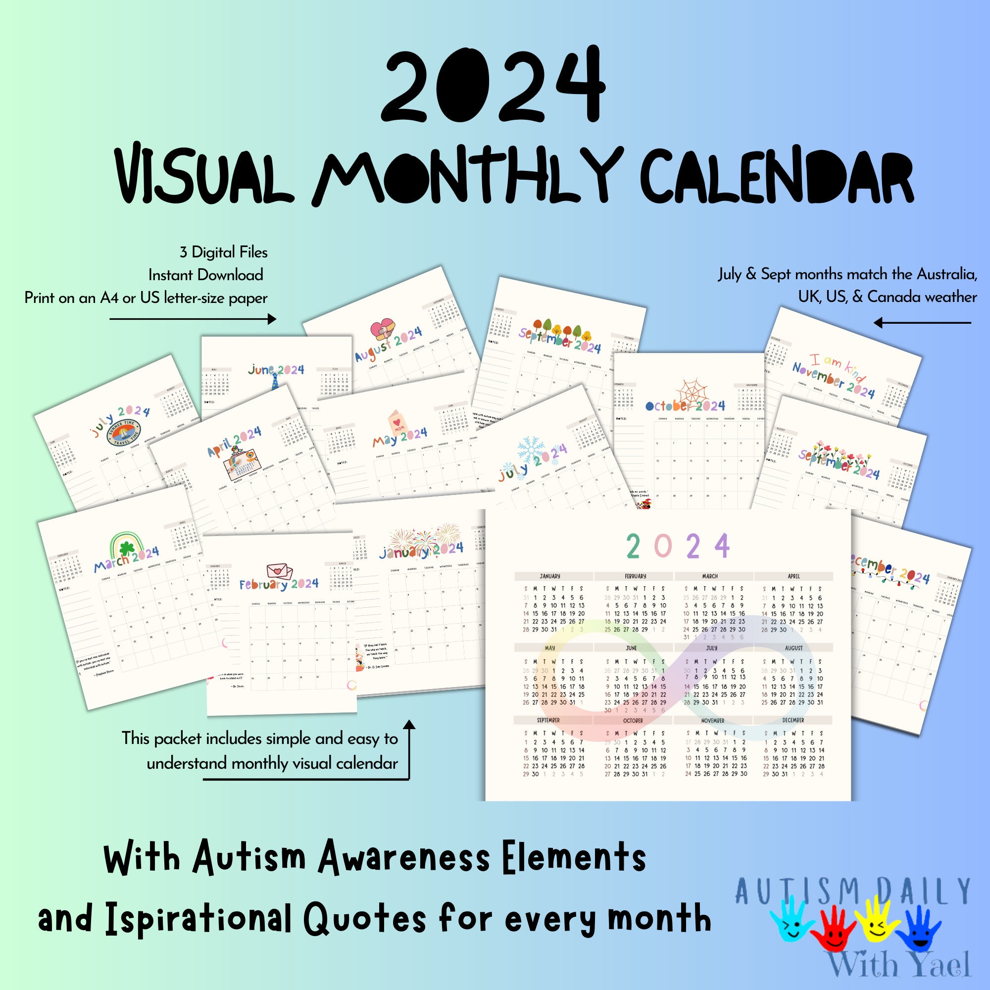 Autism Bundle Templates, All About Me, Medical Binder, Visual Monthly ...
