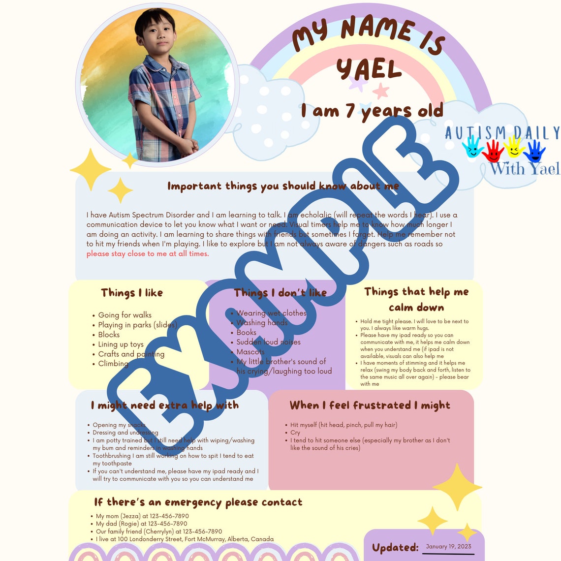 All About Me Special Needs Profile Printable, One Page Profile, Autism ...