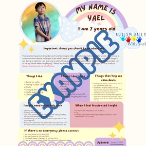 All About Me Printable, Special Needs, ASD, ADHD One Page Profile ...