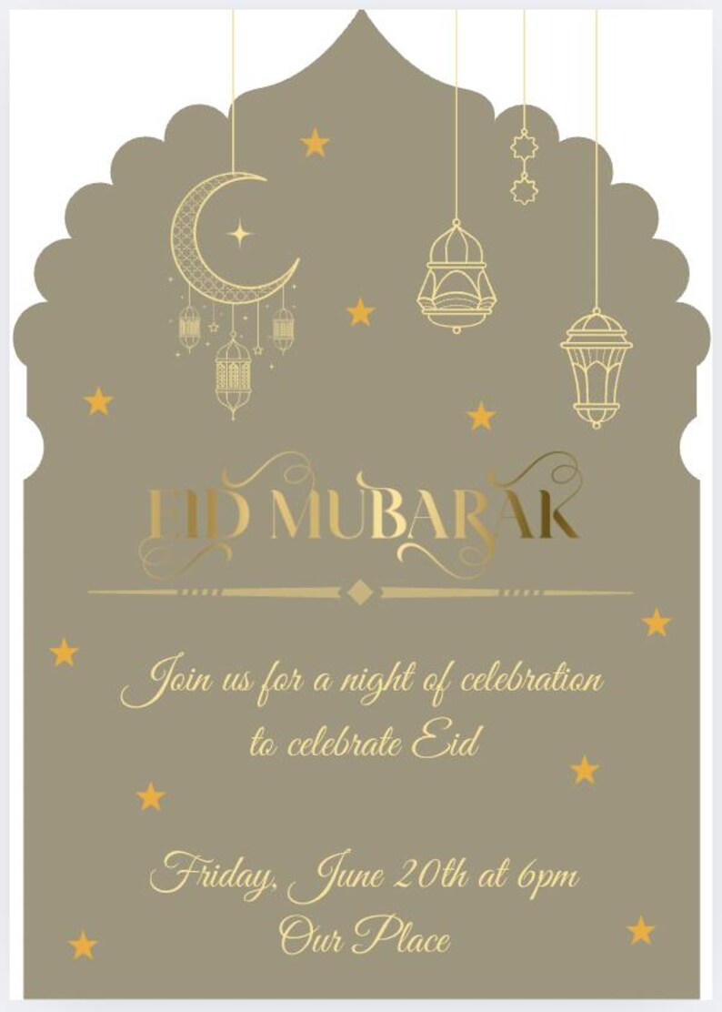 Editable Eid Invitation Template | Canva Eid Celebration Invite ...